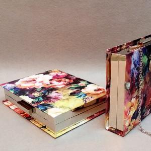 Digital Print Fabric Textile Book Box Clutch - Floral on Luulla
