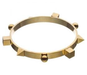 Gold Metal Stud Studded Bangle Cuff - Cube, Pyramid Triangle, Ball on ...