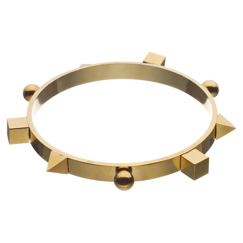 Gold Metal Stud Studded Bangle Cuff - Cube, Pyramid Triangle, Ball on ...