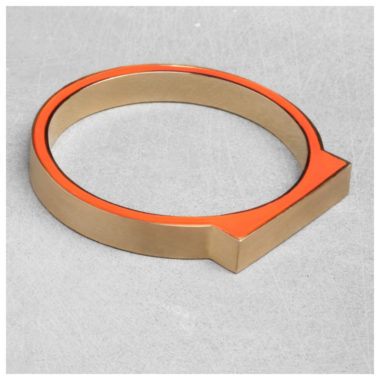 Metal Rubber Bracelet Bangle - Orange Neon on Luulla